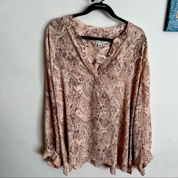 Ava & Viv | Tops | Snake Skin Blouse | Poshmark